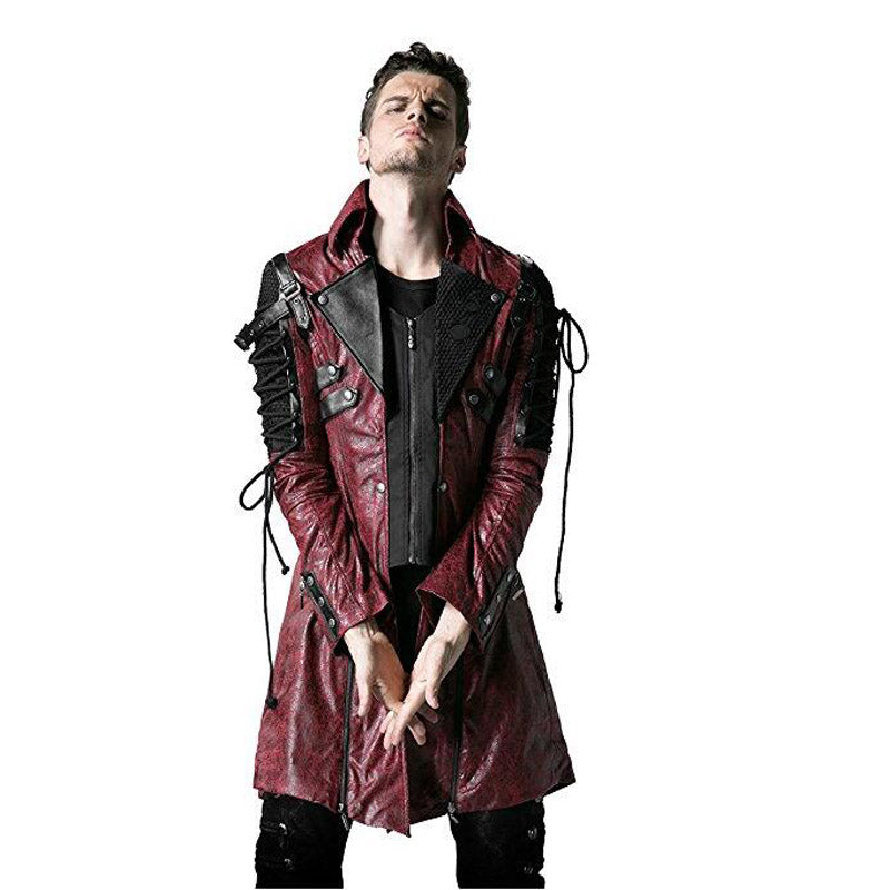 Winter Punk Man Poison Jacket Gothic Rock Faux Leather Long Sleeve Men ...